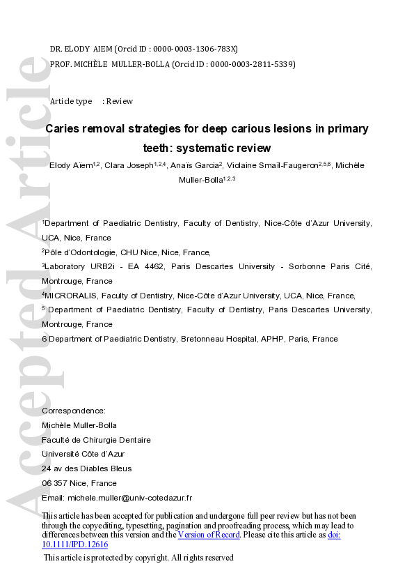 (PDF) Caries removal strategies for deep carious lesions in primary ...
