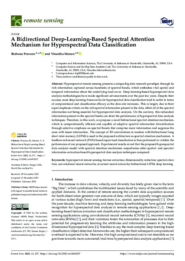 (PDF) A Bidirectional Deep-Learning-Based Spectral Attention Mechanism for Hyperspectral Data ...