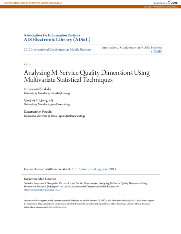 Pdf Analyzing M Service Quality Dimensions Using Multivariate
