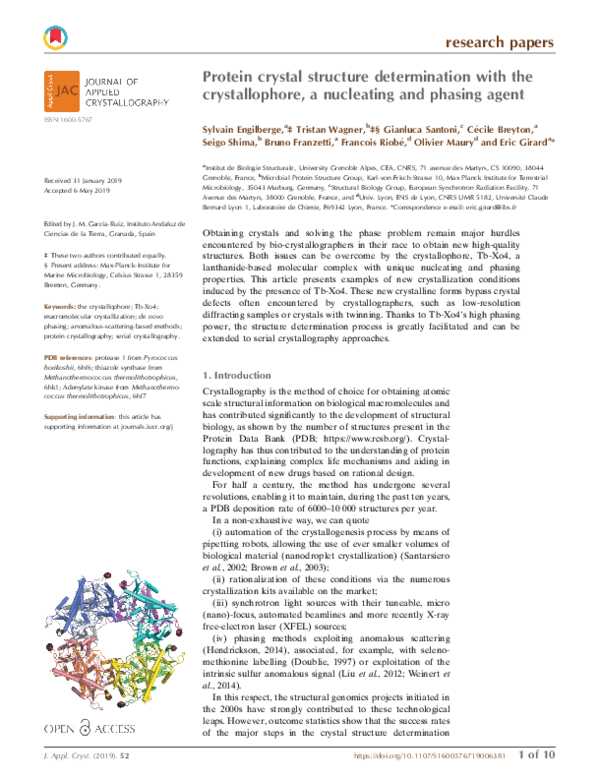 (PDF) Protein crystal structure determination with the crystallophore ...