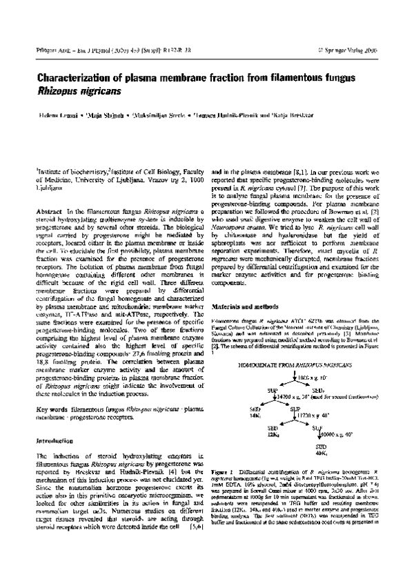 (PDF) Characterization of plasma membrane fraction from filamentous ...