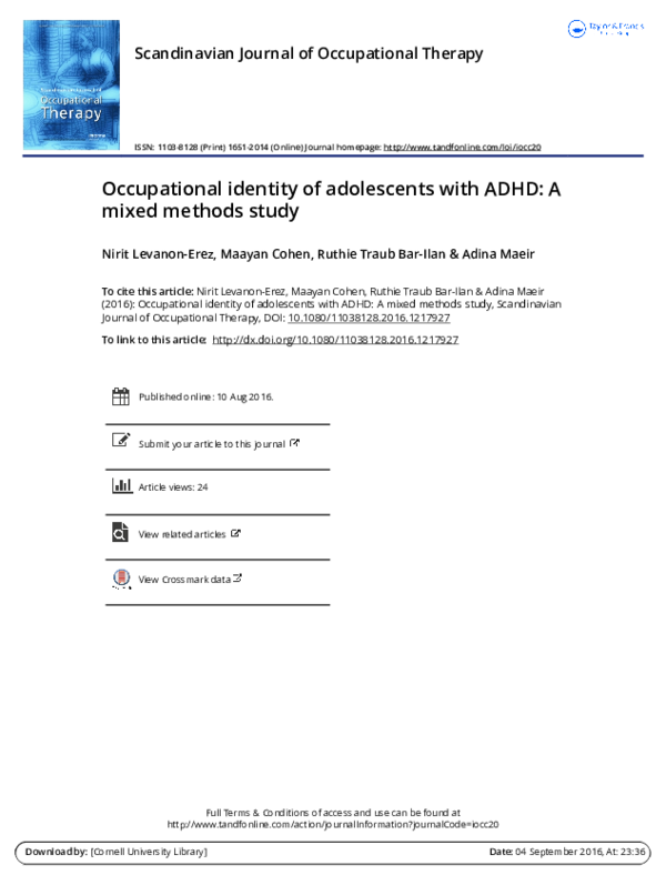 (PDF) Occupational identity of adolescents with ADHD: A mixed methods study