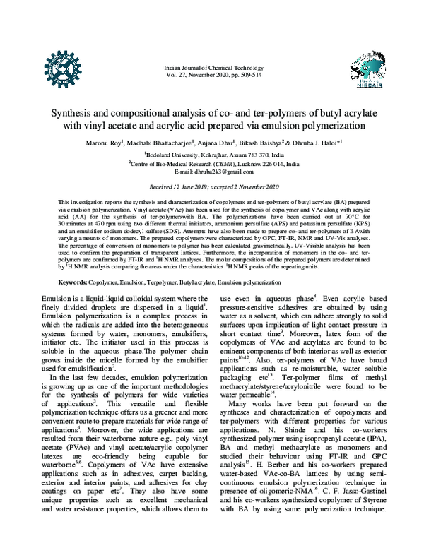 (PDF) Synthesis and compositional analysis of co- and ter-polymers of ...