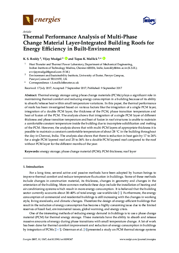 (PDF) Thermal Performance Analysis of Multi-Phase Change Material Layer ...