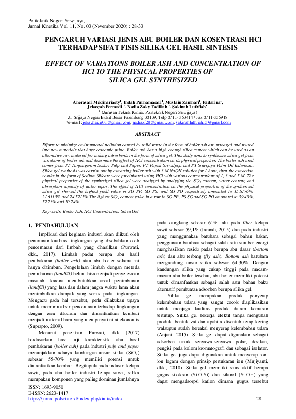 (PDF) PENGARUH VARIASI JENIS ABU BOILER DAN KOSENTRASI HCl TERHADAP ...