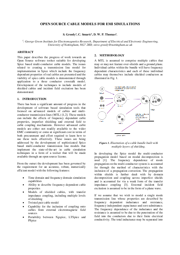 (PDF) Open source cable models for EMI simulations