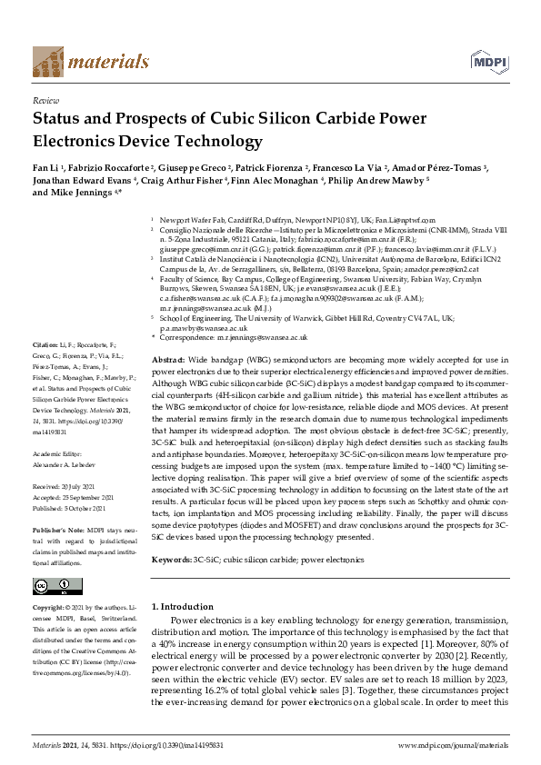 (PDF) Status and Prospects of Cubic Silicon Carbide Power Electronics Device Technology