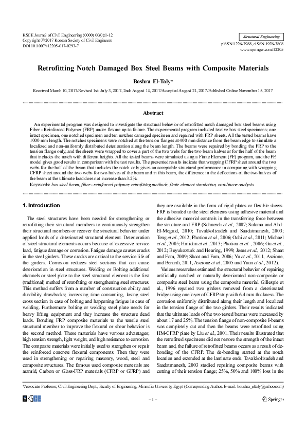 (PDF) Retrofitting Notch Damaged Box Steel Beams with Composite Materials