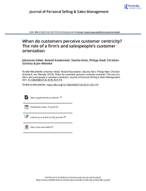 (PDF) When do customers perceive customer centricity? The role of a ...