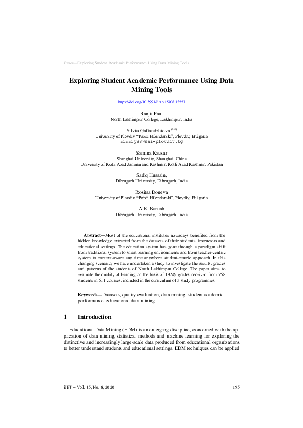 (PDF) Exploring Student Academic Performance Using Data Mining Tools