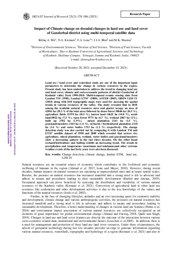(PDF) Impact of Climate change on decadal changes in land use and land ...