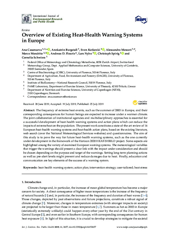 (PDF) Overview of Existing Heat-Health Warning Systems in Europe ...