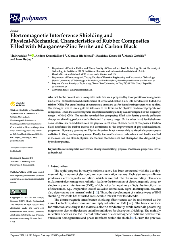 (PDF) Electromagnetic Interference Shielding and Physical-Mechanical Characteristics of Rubber ...