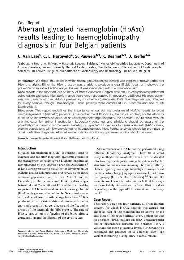 (PDF) Aberrant glycated haemoglobin (HbA1c) results leading to ...