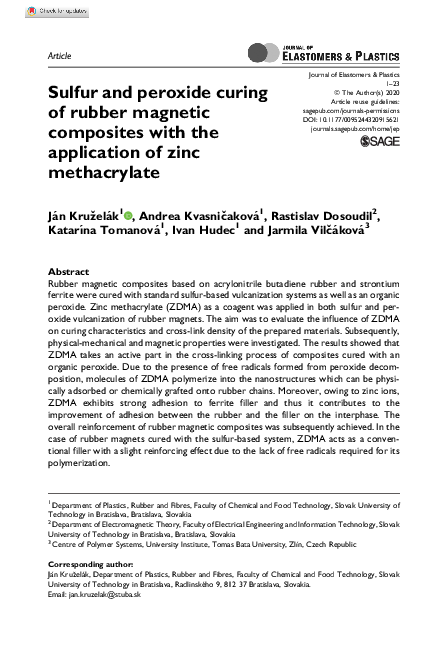 (PDF) Sulfur and peroxide curing of rubber magnetic composites with the ...