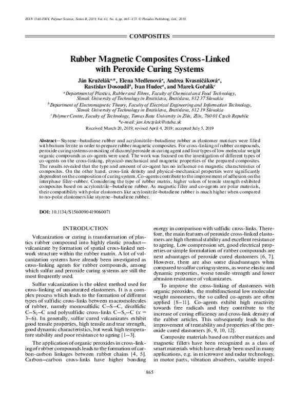 (PDF) Rubber Magnetic Composites Cross-Linked with Peroxide Curing Systems