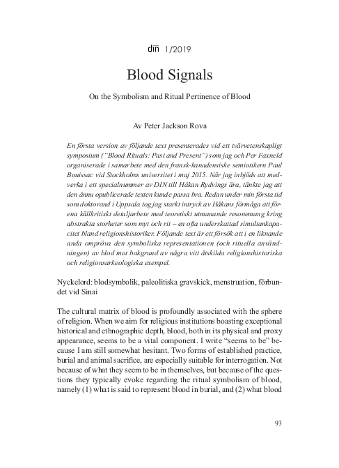 (PDF) Blood Signals : On the Symbolism and Ritual Pertinence of Blood