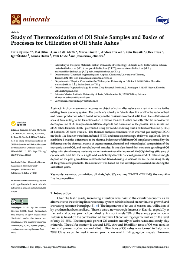 (PDF) Study of Thermooxidation of Oil Shale Samples and Basics of ...