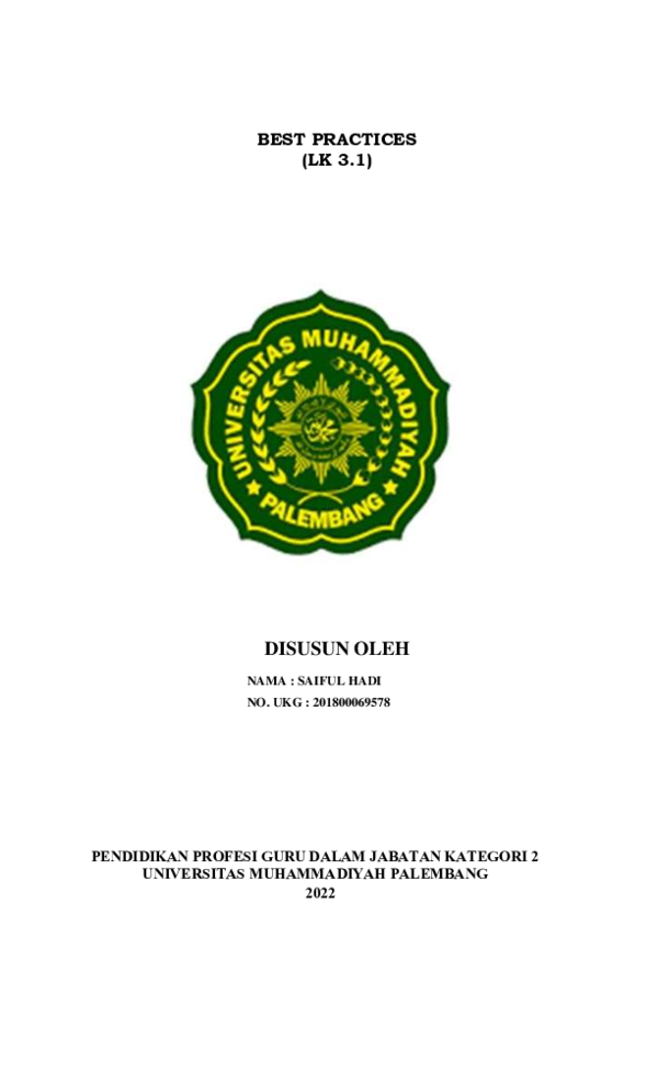 (PDF) BEST PRACTICES Saiful Hadi UMP