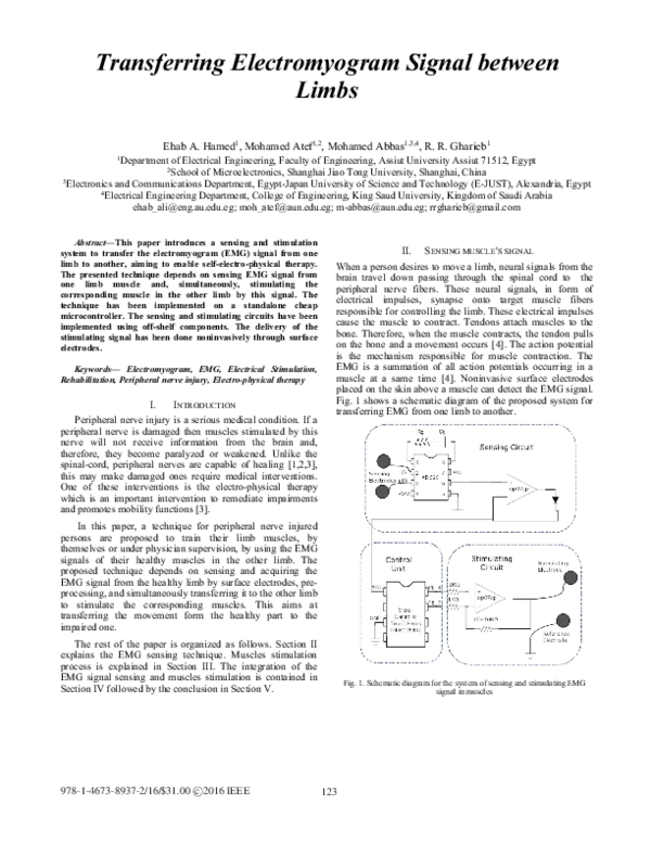 (PDF) Transferring electromyogram signal between limbs