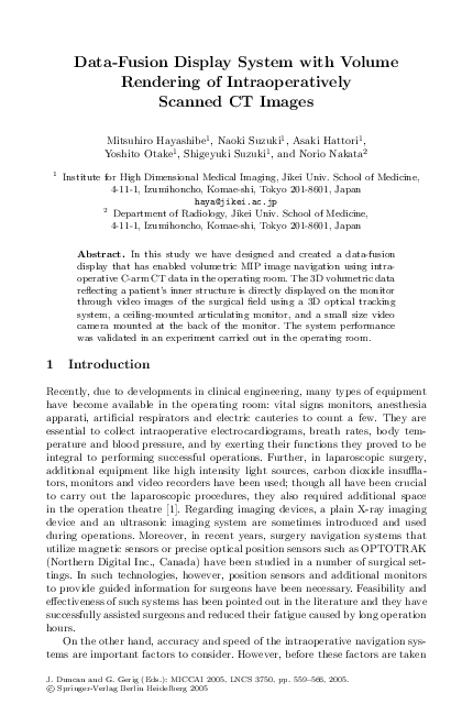 (PDF) Data-Fusion Display System with Volume Rendering of Intraoperatively Scanned CT Images