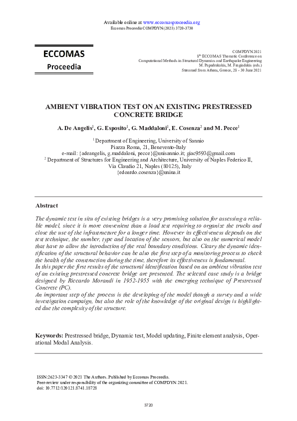 (PDF) Ambient Vibration Test on an Existing Prestressed Concrete Bridge