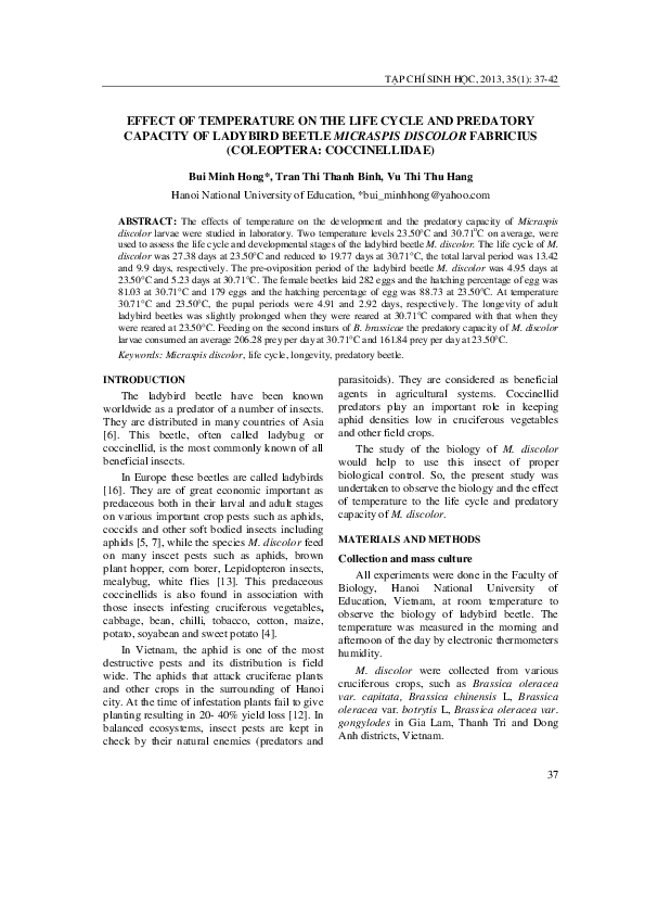 (PDF) Effect of temperature on the life cycle and predatory capacity of ...