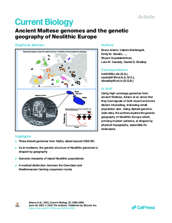 (PDF) Ancient Maltese genomes and the genetic geography of Neolithic Europe