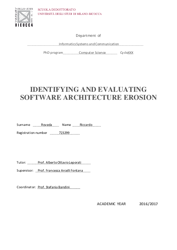 (PDF) Identifying and Evaluating Software Architecture Erosion