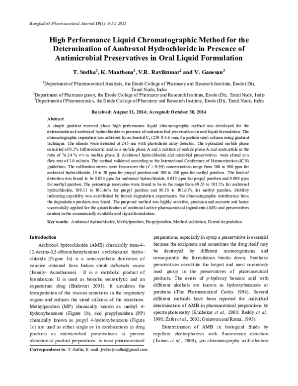 Pdf High Performance Liquid Chromatographic Method For The Quantification Of Mitragyna Inermis