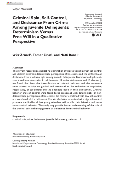 (PDF) Criminal Spin, Self-Control, and Desistance From Crime Among ...