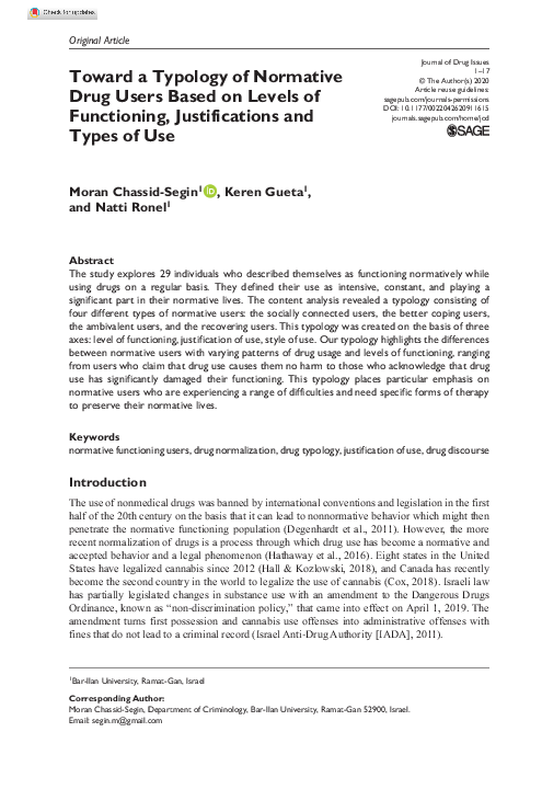 (PDF) Toward a Typology of Normative Drug Users Based on Levels of ...