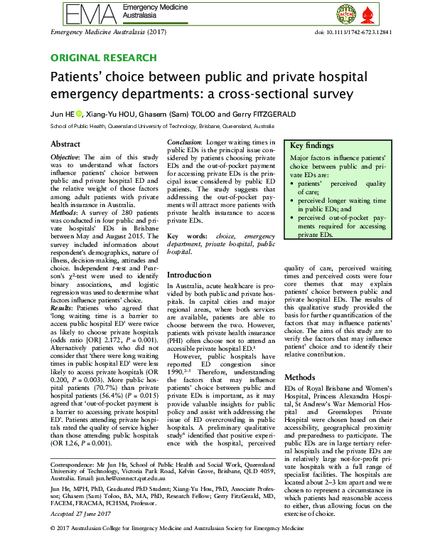 (PDF) Patients’ choice between public and private hospital emergency ...