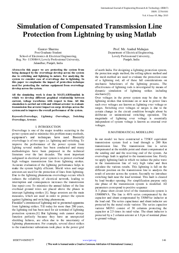 Pdf Simulation Of Compensated Transmission Line Protection From