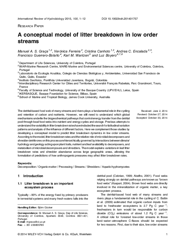 (PDF) A conceptual model of litter breakdown in low order streams