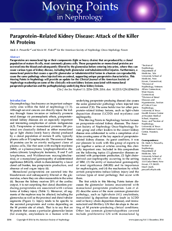 (PDF) Paraprotein–Related Kidney Disease: Attack of the Killer M Proteins