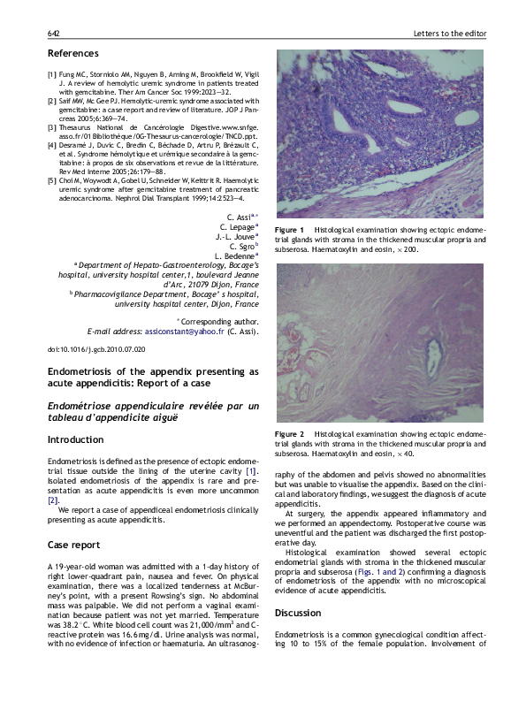 (PDF) Endometriosis of the appendix presenting as acute appendicitis ...