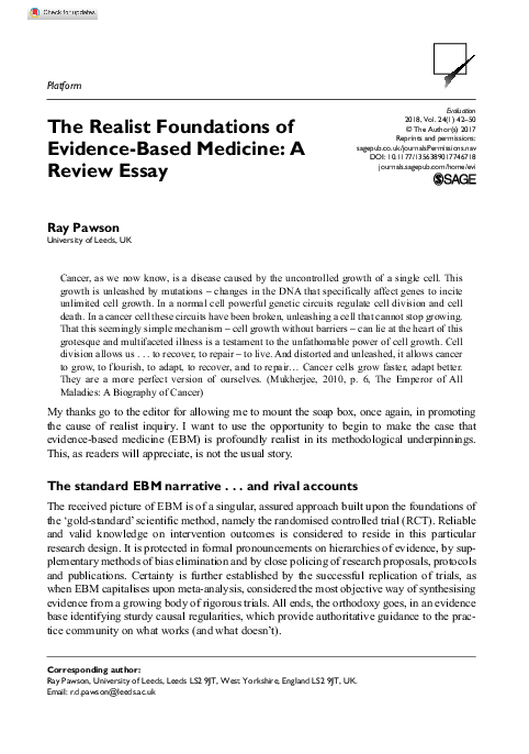 (PDF) The Realist Foundations of Evidence-Based Medicine: A Review ...