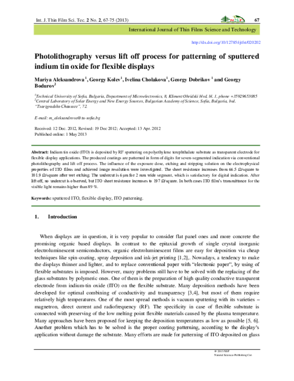 (PDF) Photolithography versus lift off process for patterning of ...