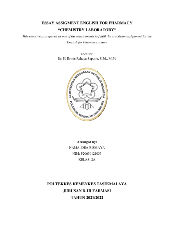 (PDF) Essay Chemistry Laboratory