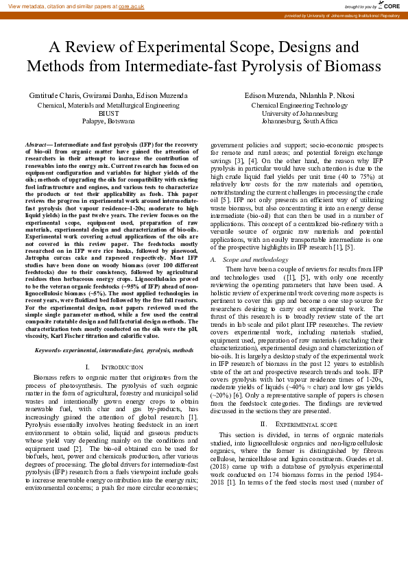 (PDF) A Review of Experimental Scope, Designs and Methods from ...