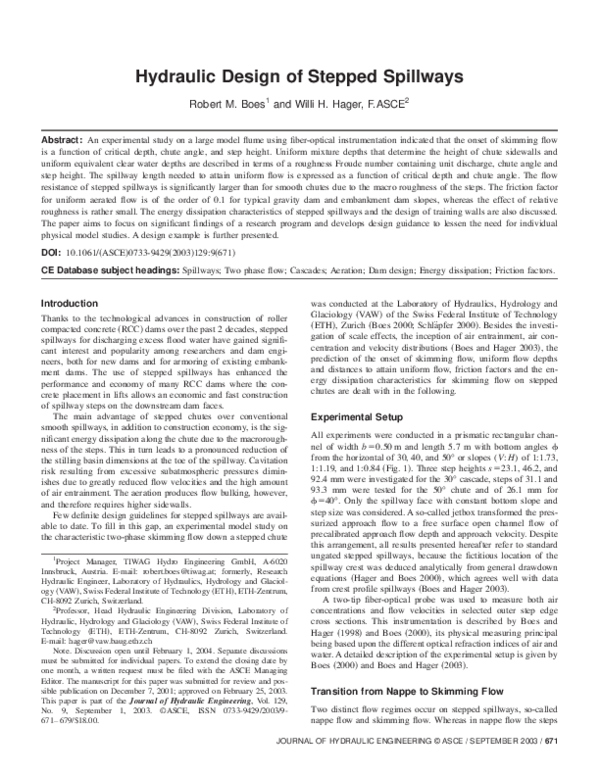 (PDF) Hydraulic Design of Stepped Spillways
