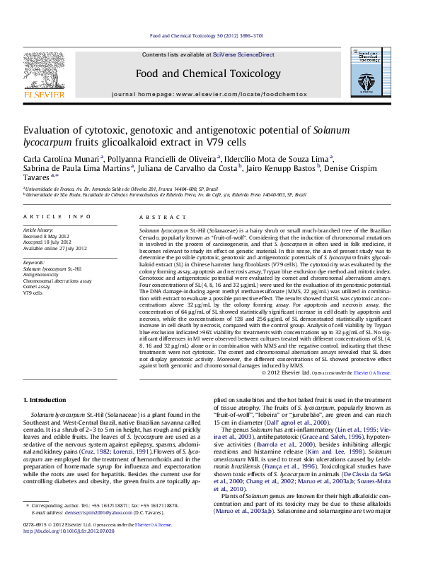 (PDF) Evaluation of cytotoxic, genotoxic and antigenotoxic potential of ...