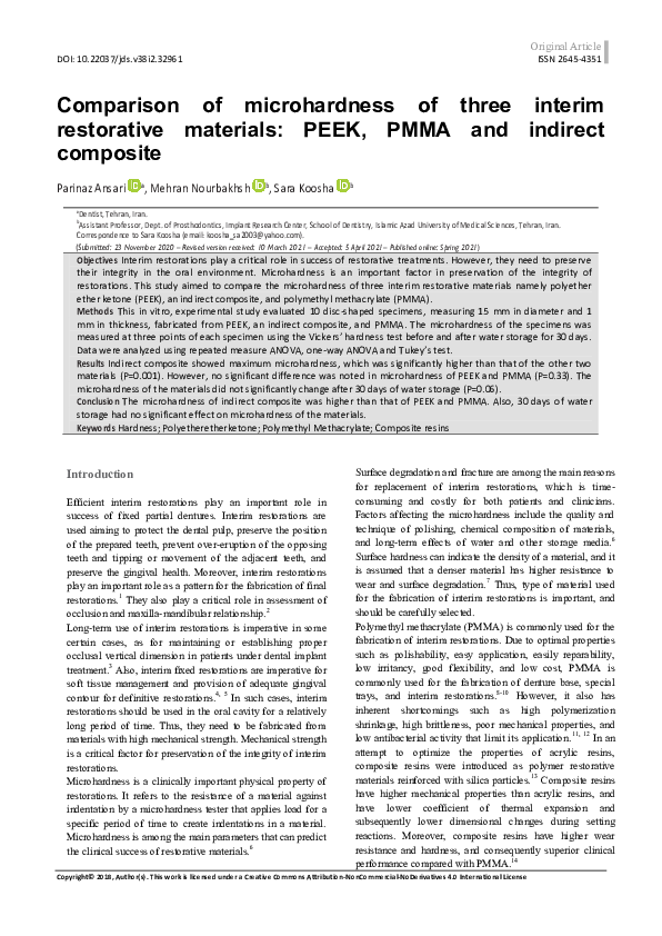 (PDF) Comparison of microhardness of three interim restorative ...