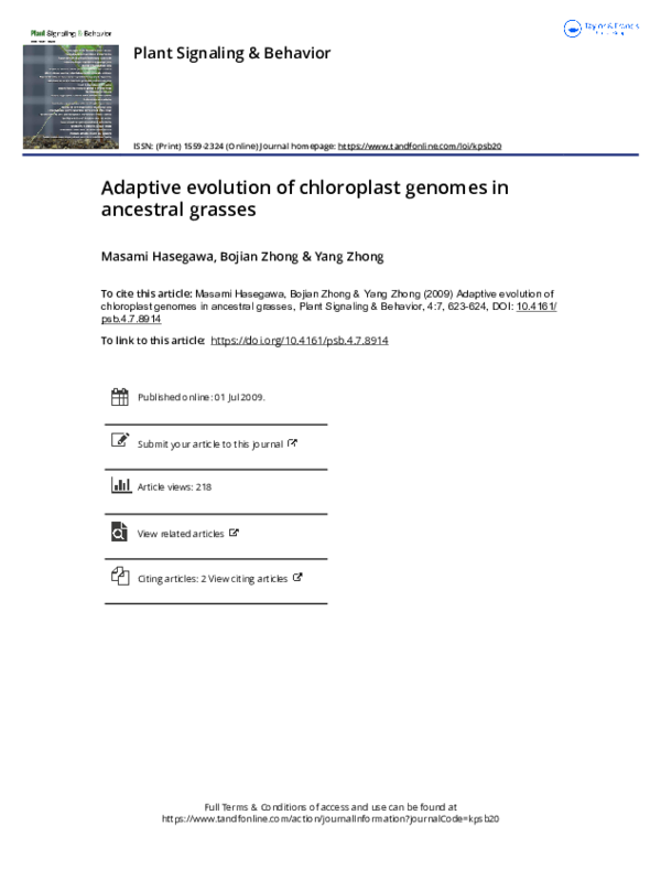 (PDF) Adaptive evolution of chloroplast genomes in ancestral grasses