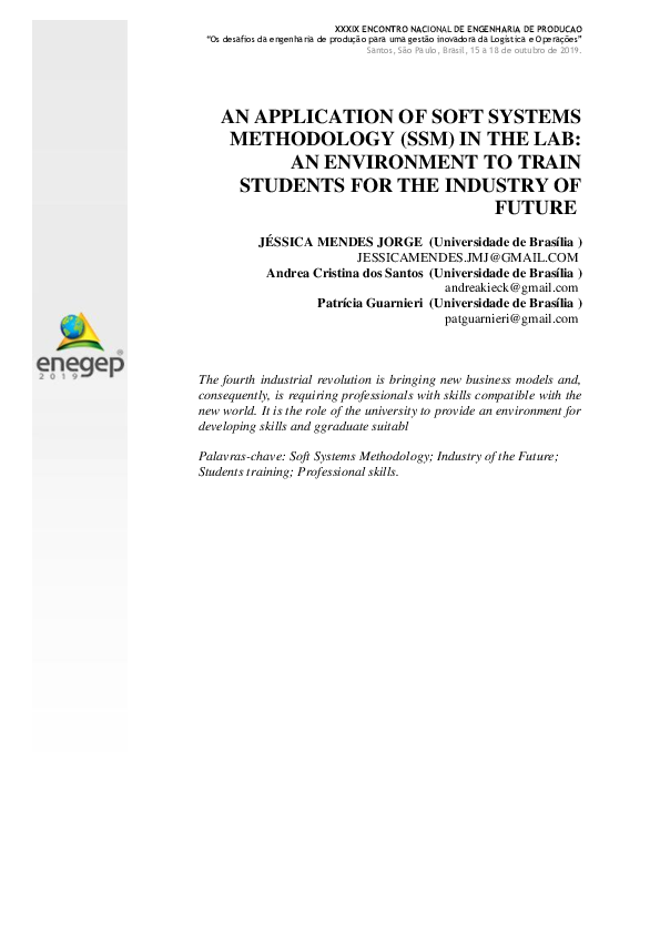 Pdf An Application Of Soft Systems Methodology Ssm In The Lab An Environment To Train