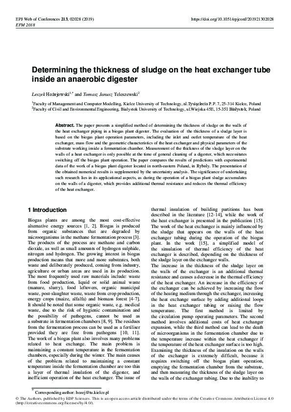 (PDF) Determining the thickness of sludge on the heat exchanger tube ...