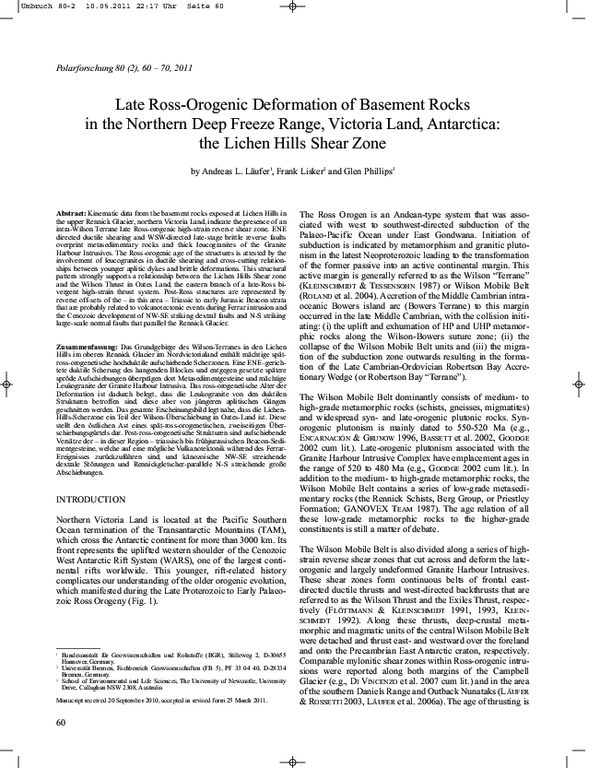 (PDF) Late Ross-orogenic deformation of basement rocks in the northern ...