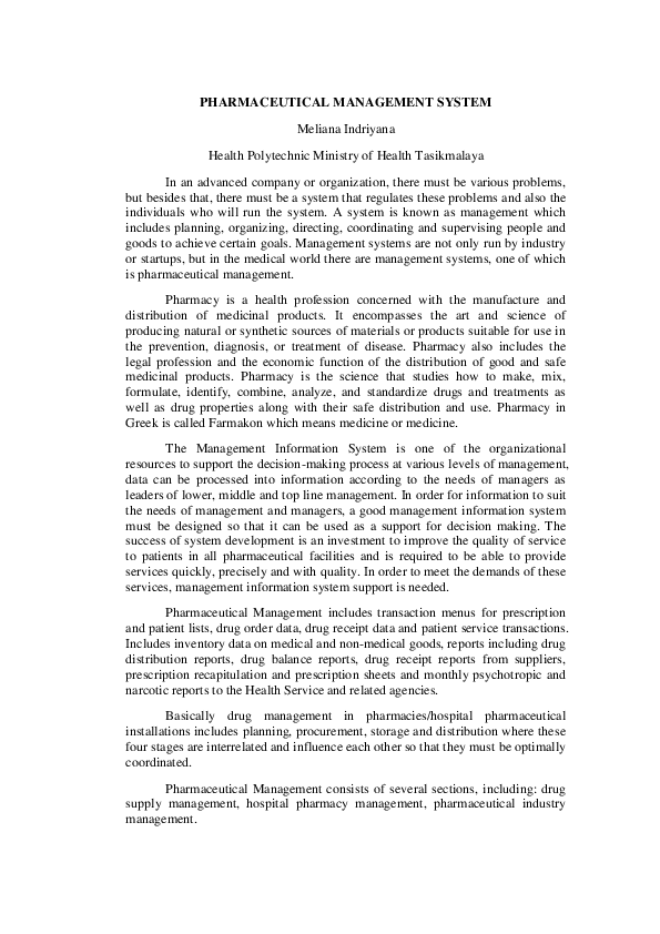 (PDF) PHARMACEUTICAL MANAGEMENT SYSTEM