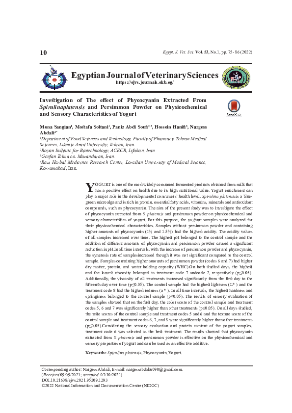 (PDF) Phycocyanin and Persimmon Powder Impact on Yogurt Quality